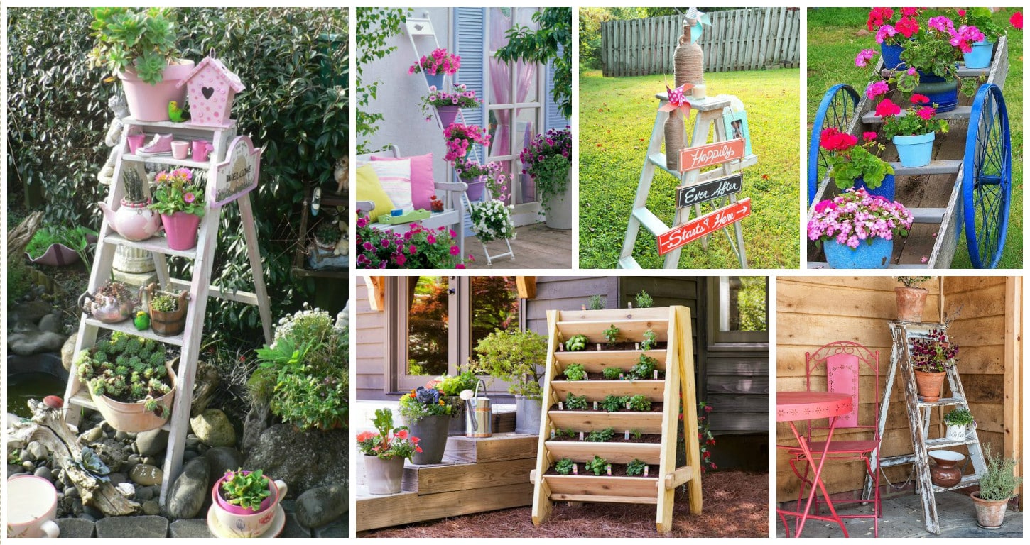 13 Clever Ways How To Reuse The Old Ladder For Garden Decoration